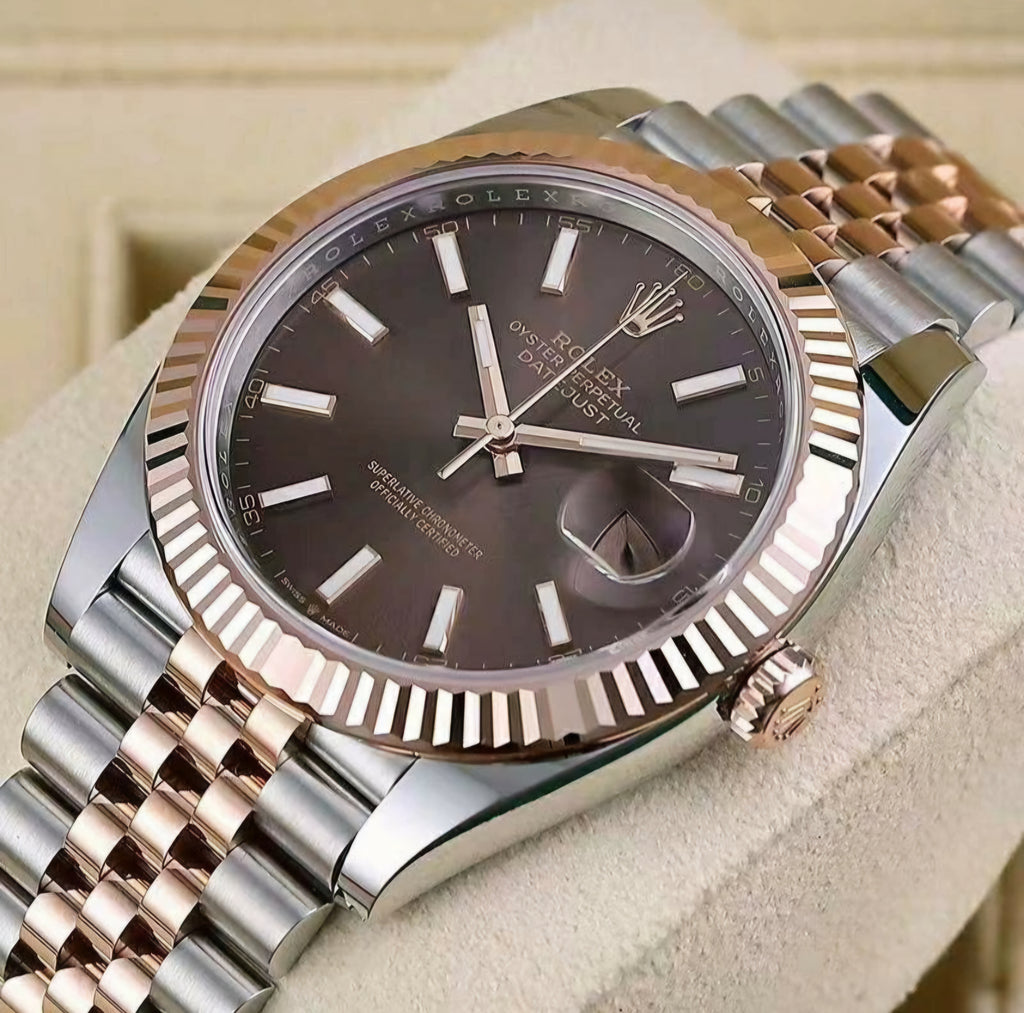 Rolex Datejust 41 Chocolate Stick Dial Two Tone Rosed Gold Jubilee 126 ...